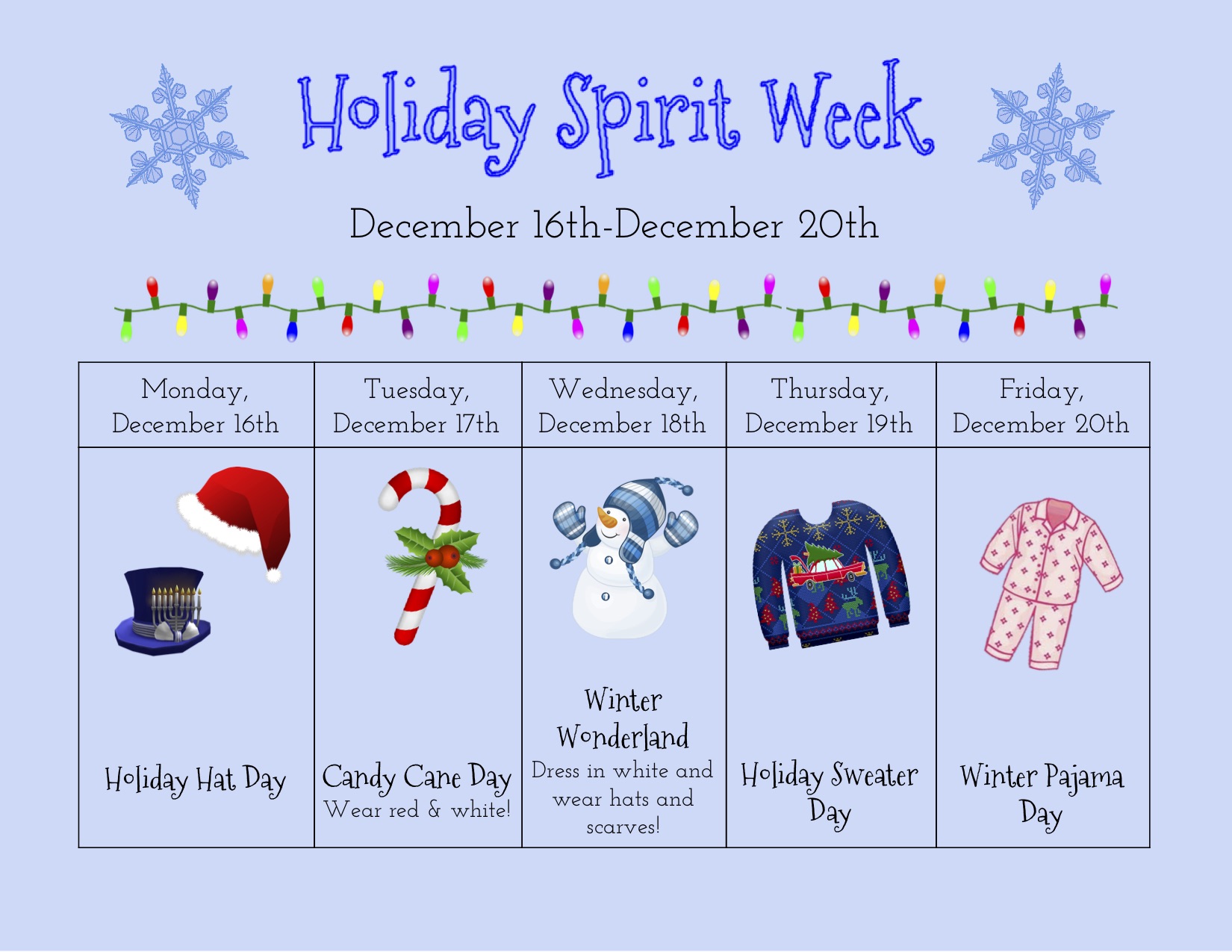 Holiday Spirit Week - Pierrepont School