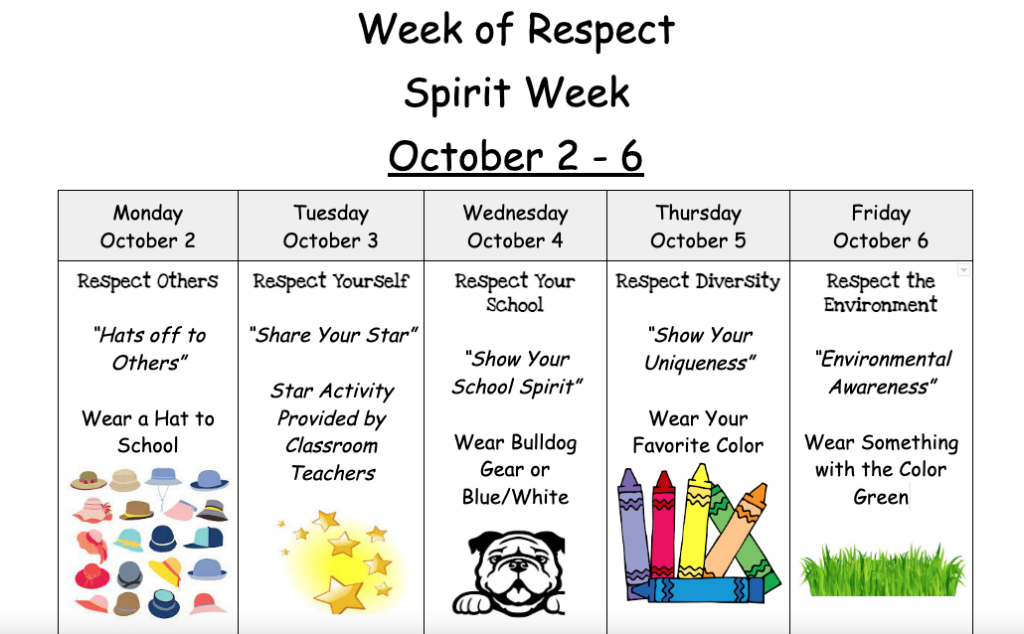 Week of Respect - October 2-6 - Washington School